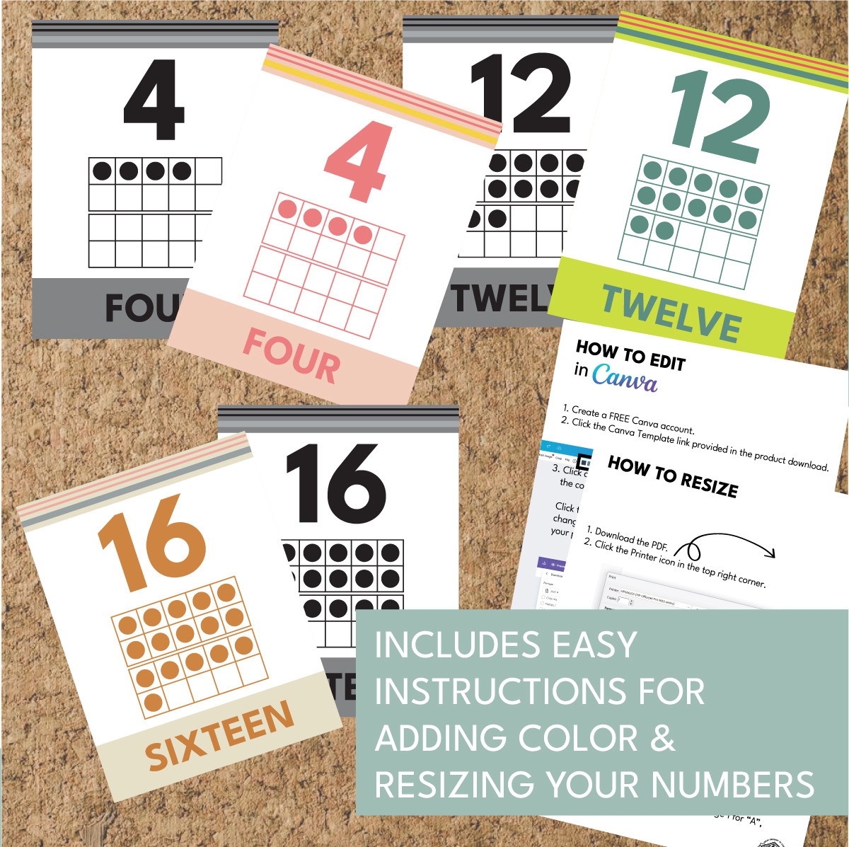 Customizable Number Posters Canva Template