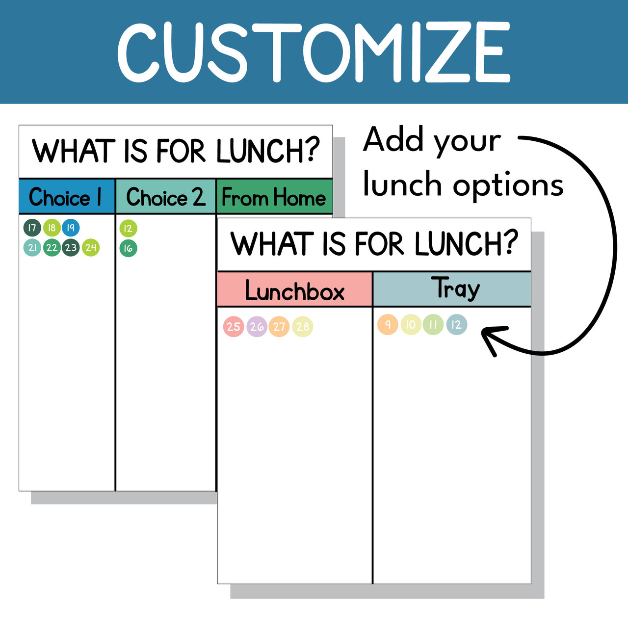 Location and Lunch Tracker Classroom Whiteboard Clings
