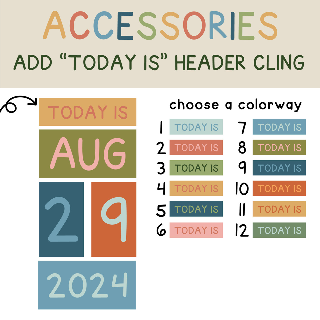 Happy Camper Block Calendar Whiteboard Cling Set