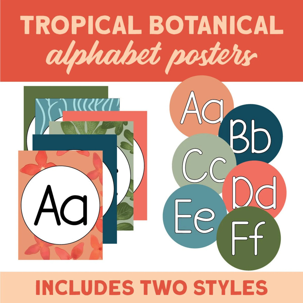 Tropical Botanical Alphabet Posters