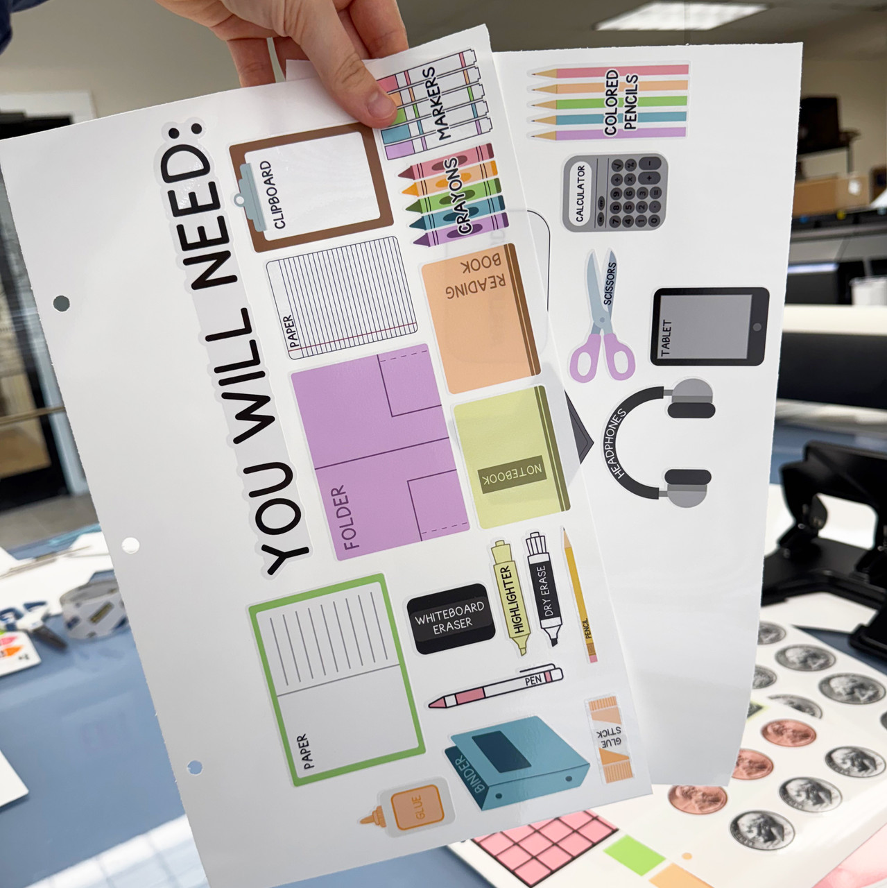 Pastel You Will Need School Supply Visual Cue Whiteboard Clings