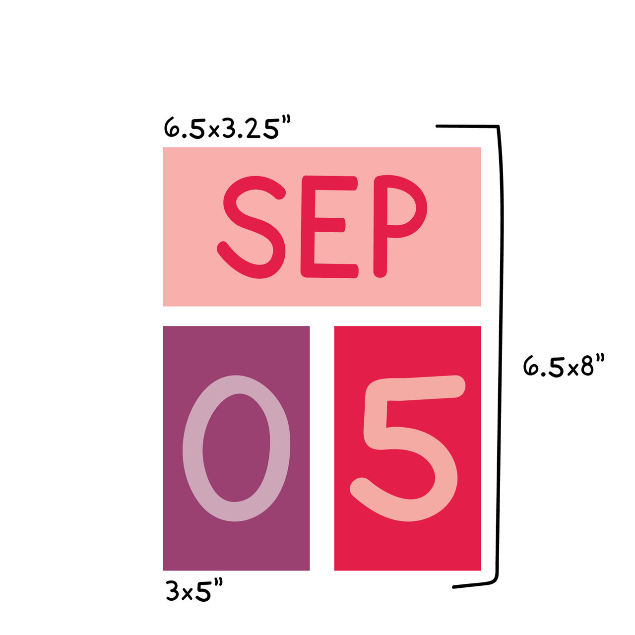 Pink and Purple Block Calendar Whiteboard Cling Set