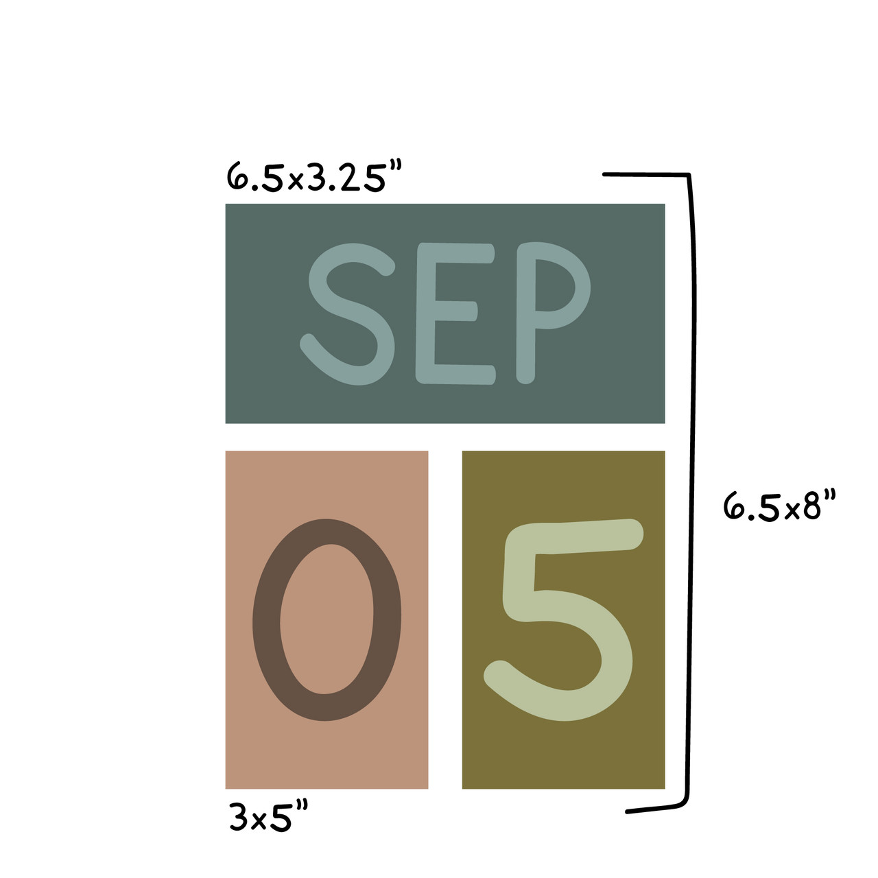 Earth Tones Block Calendar Whiteboard Cling Set