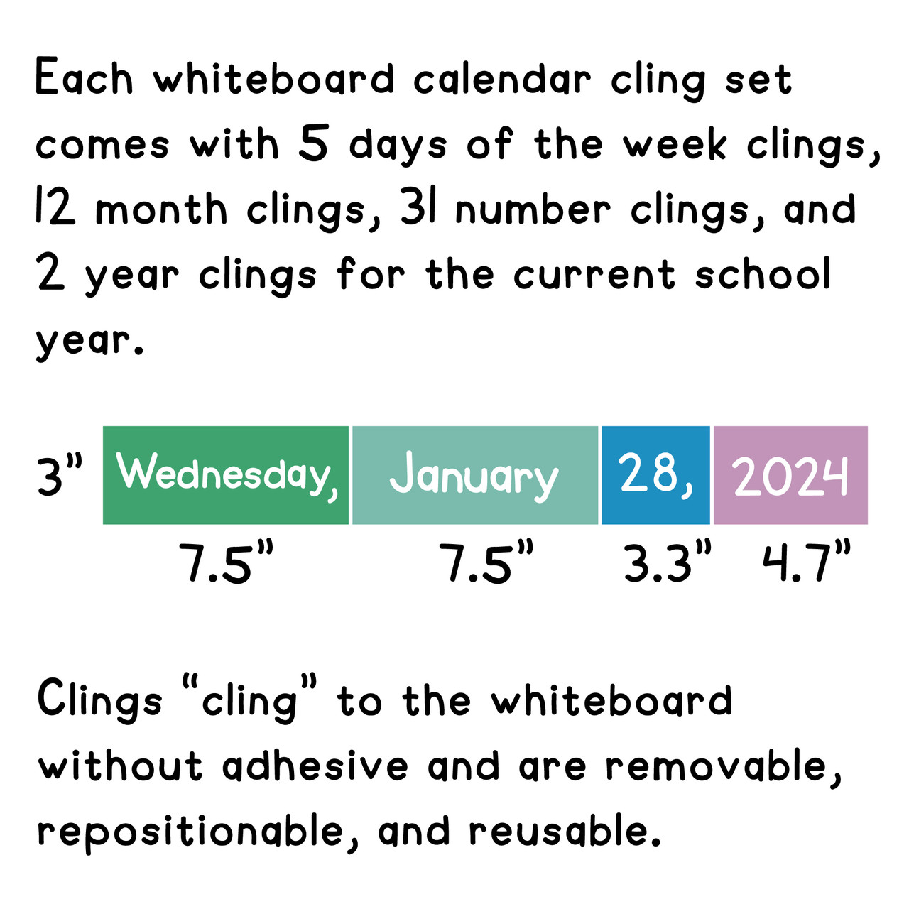 Rainbow Mini Calendar Whiteboard Cling Set – A Flip Calendar Alternative