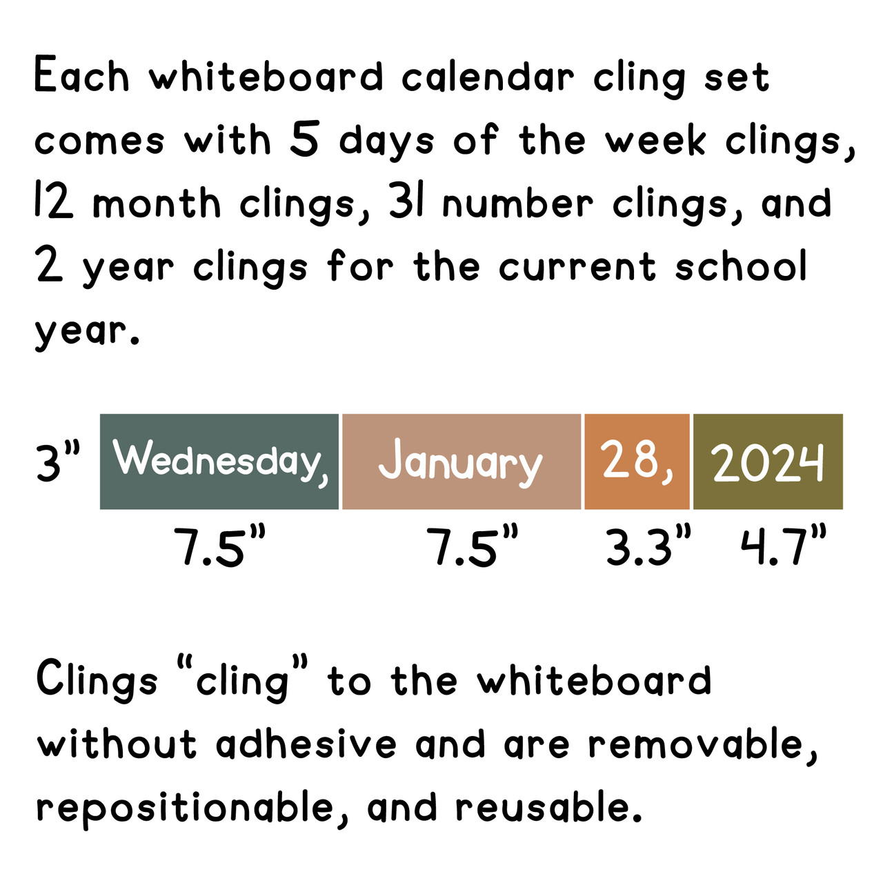 Earth Tones Mini Calendar Whiteboard Cling Set – A Flip Calendar ...