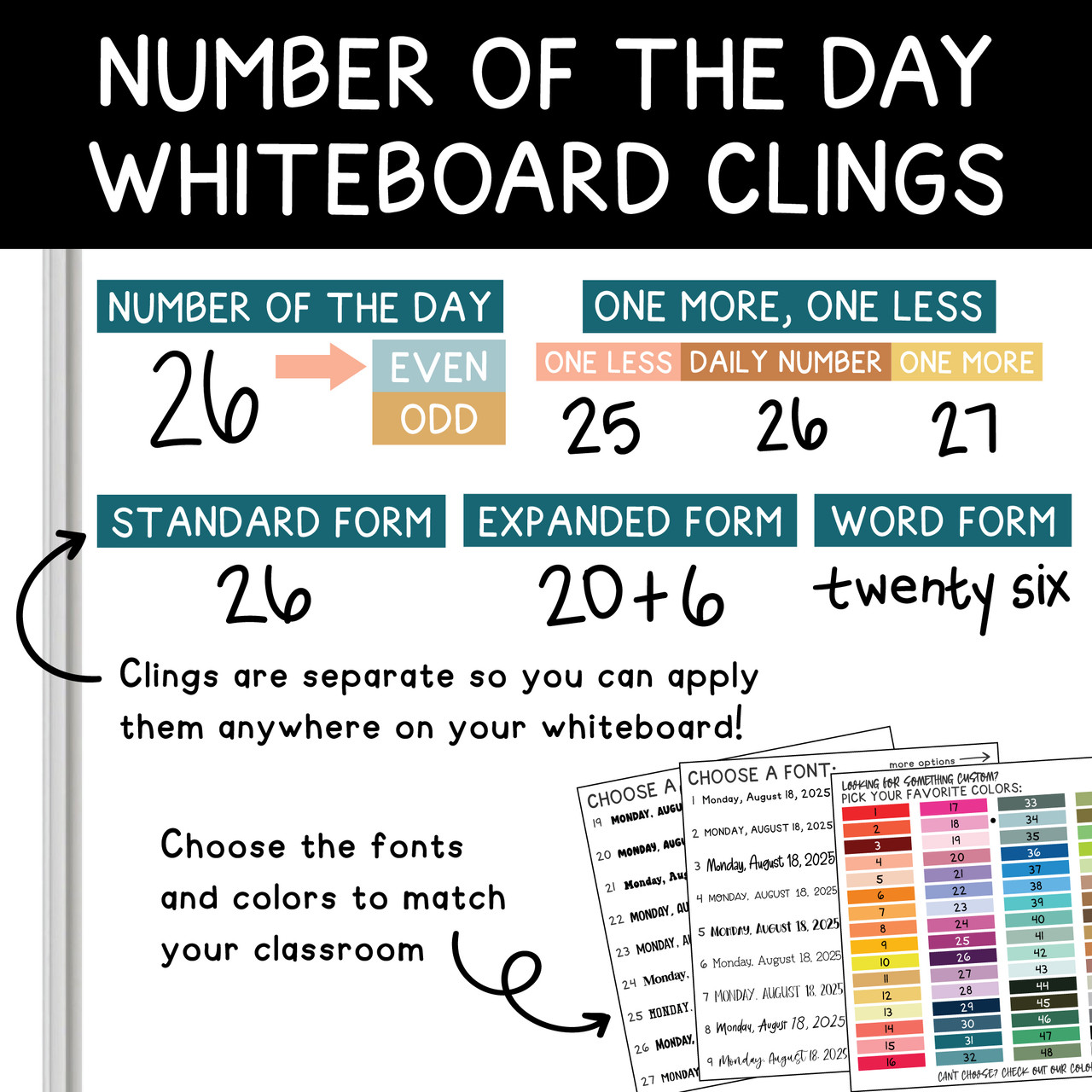 Totally Custom Number of the Day Whiteboard Clings