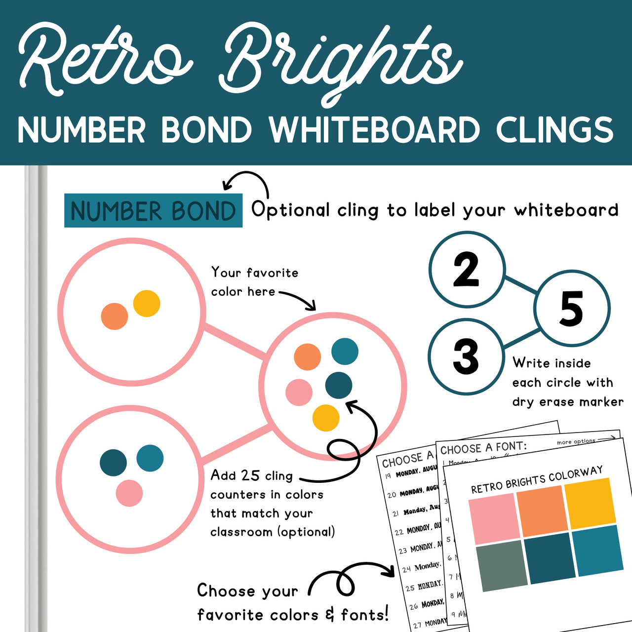 Retro Brights Number Bond Whiteboard Clings – A Hands-On Way to Build ...