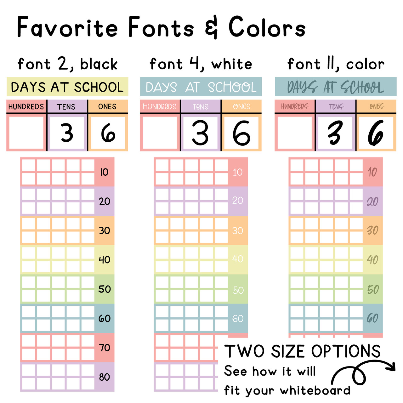 Pastel Days at School Ten Frame Whiteboard Clings + Counters