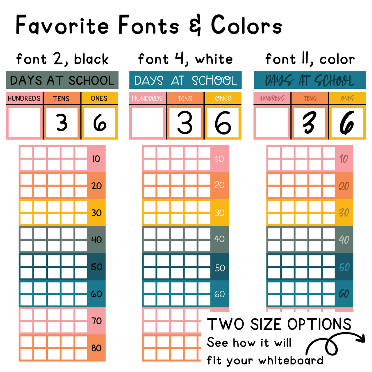 Retro Brights Days at School Ten Frame Whiteboard Clings + Counters ...