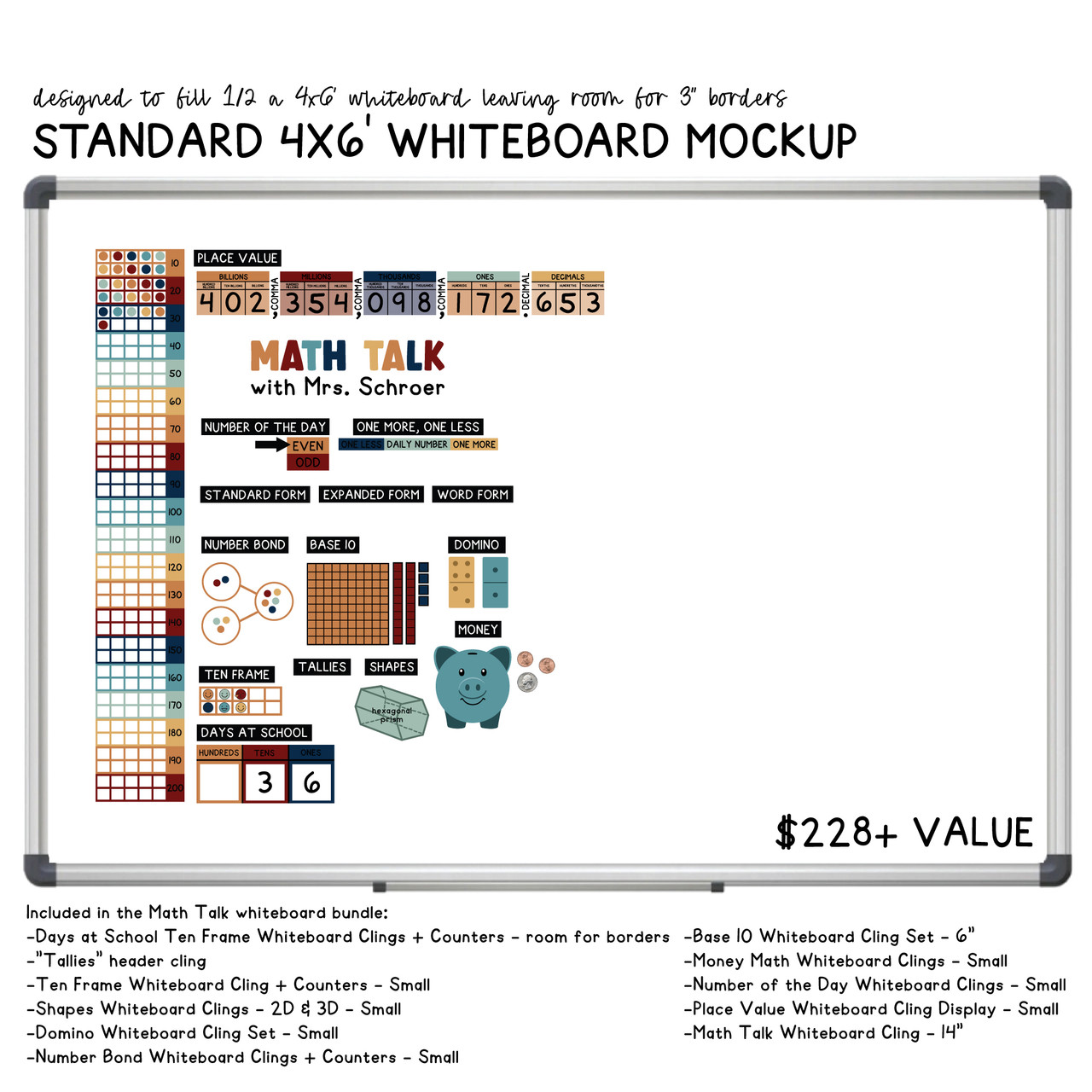 Totally Custom Math Talk Whiteboard Bundle - Half Whiteboard