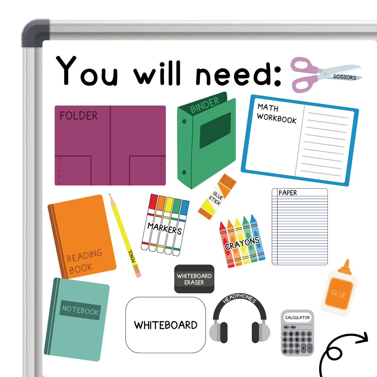 Rainbow You Will Need School Supply Visual Cue Whiteboard Clings