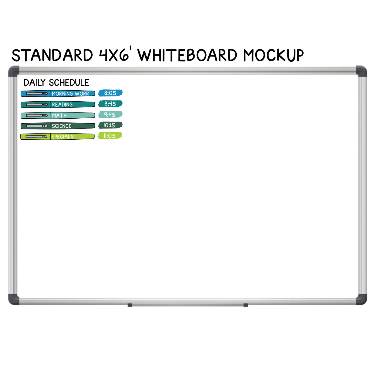 Blue and Green Flair Pen Daily Schedule Whiteboard Clings