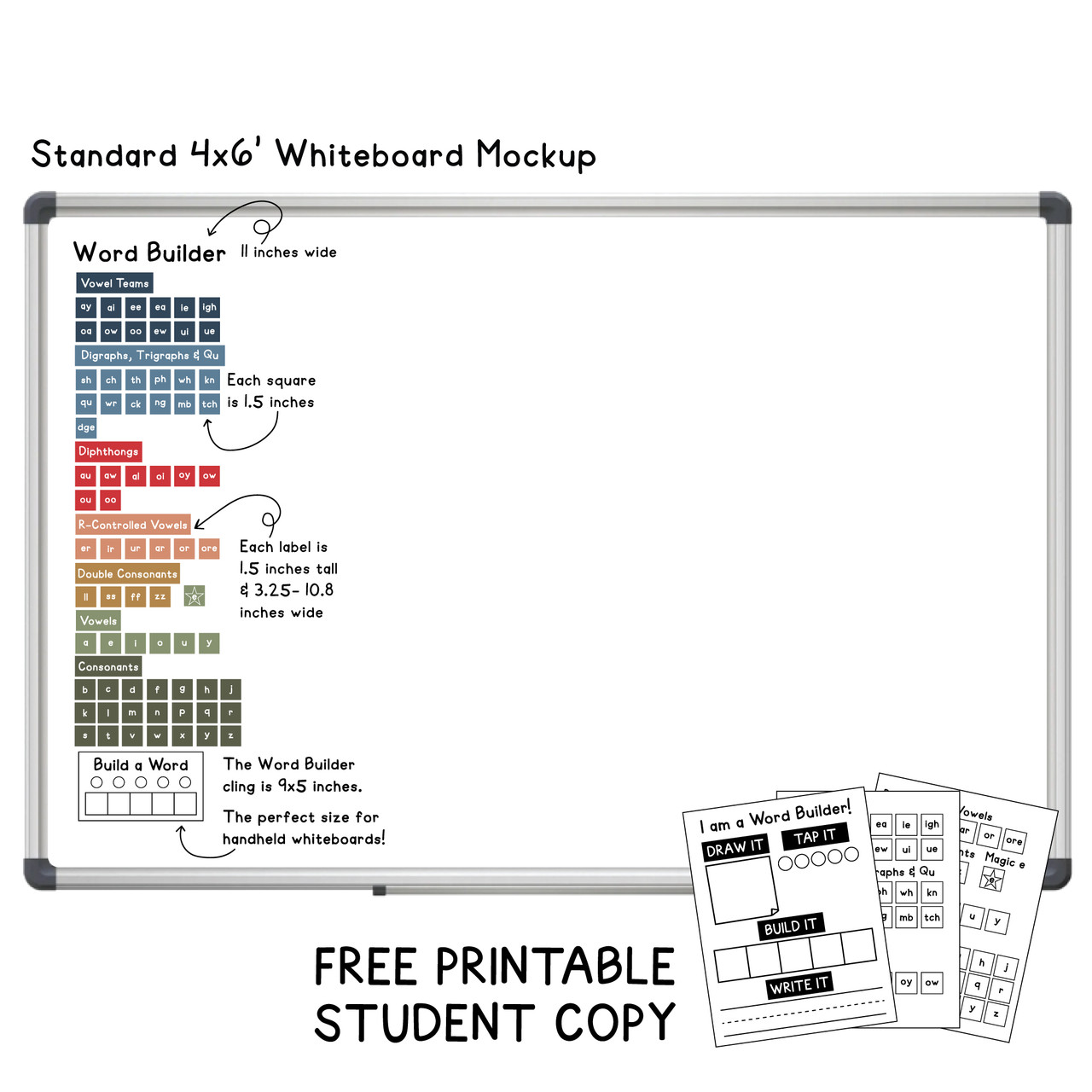 Varsity Stripes Word Builder Whiteboard Cling Set