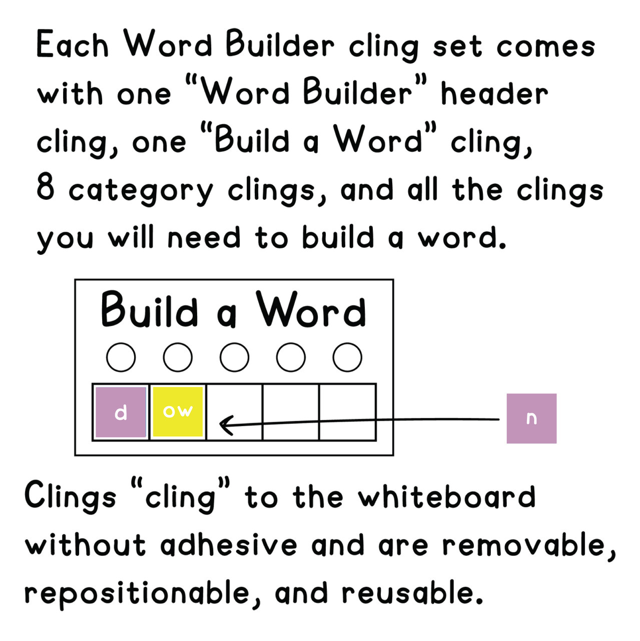 Rainbow Word Builder Whiteboard Cling Set