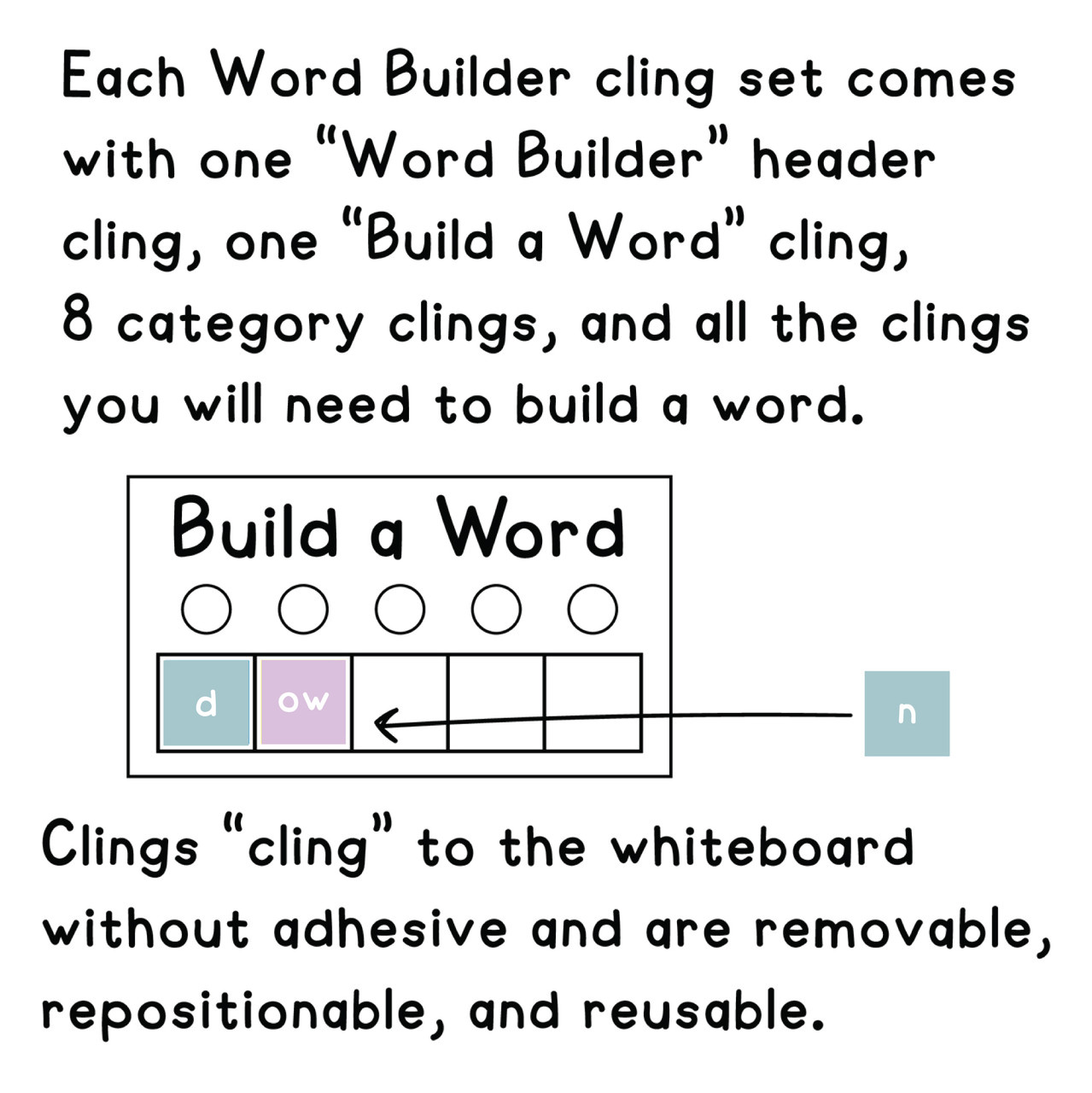 Pastel Word Builder Whiteboard Cling Set