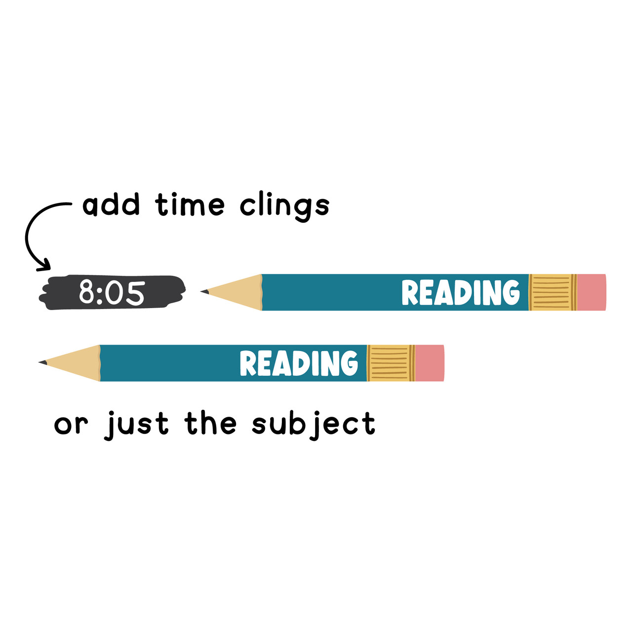 Retro Brights Pencil Daily Schedule Whiteboard Clings