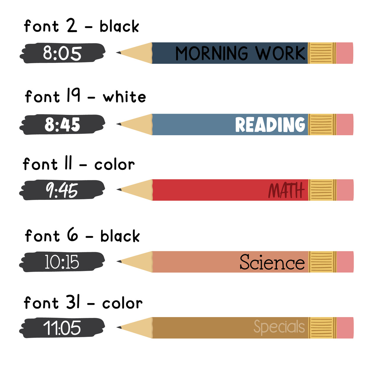 Varsity Stripes Pencil Daily Schedule Whiteboard Clings