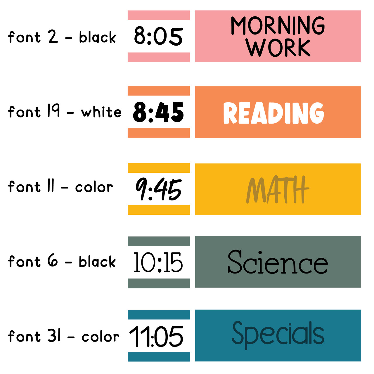 Retro Brights Daily Schedule Whiteboard Clings