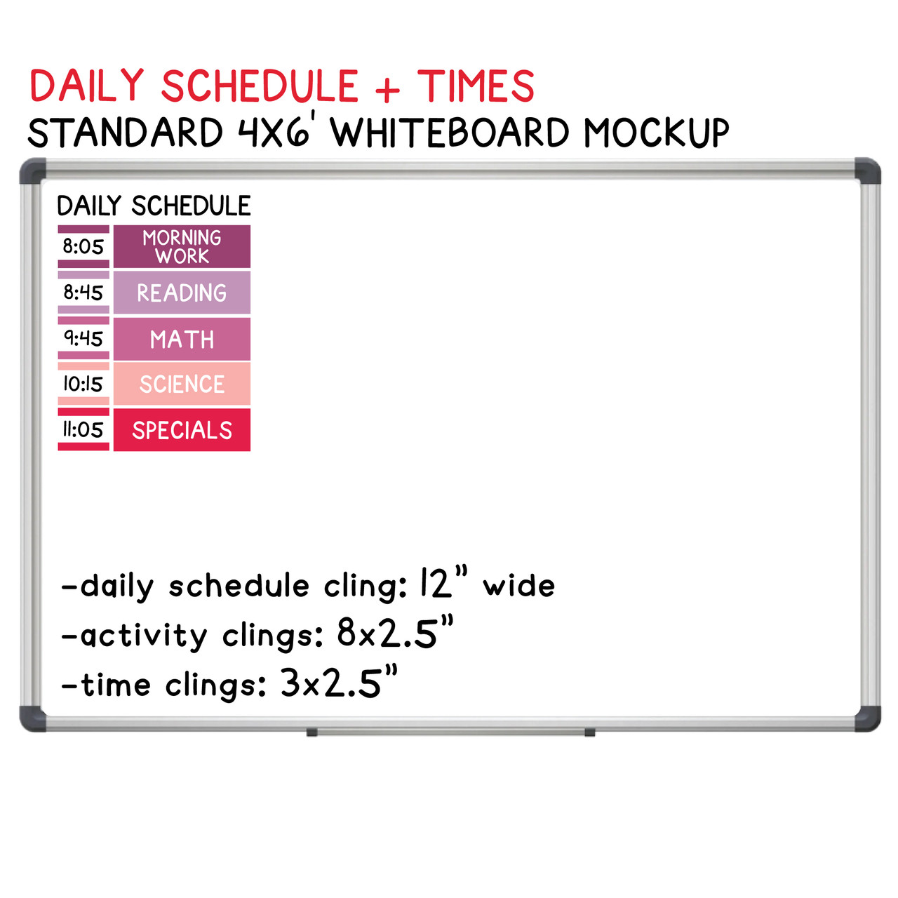 Pink and Purple Daily Schedule Whiteboard Clings