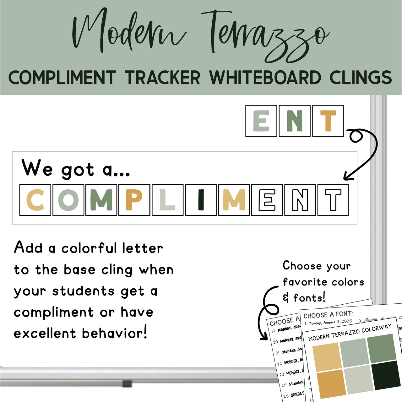Modern Terrazzo We Got a Compliment Classroom Reward System Whiteboard ...