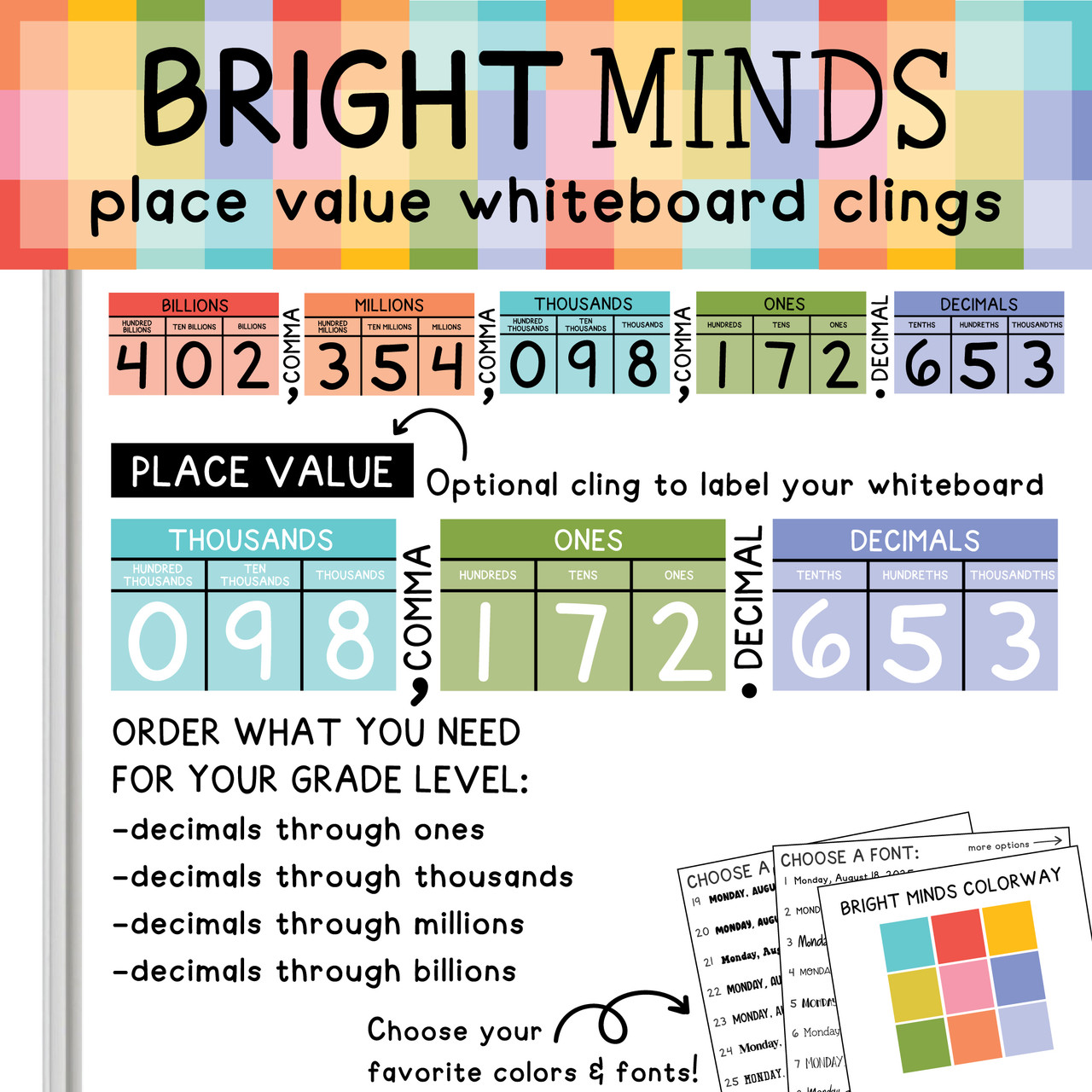 Bright Minds Place Value Whiteboard Cling Display – A Hands-On Math ...