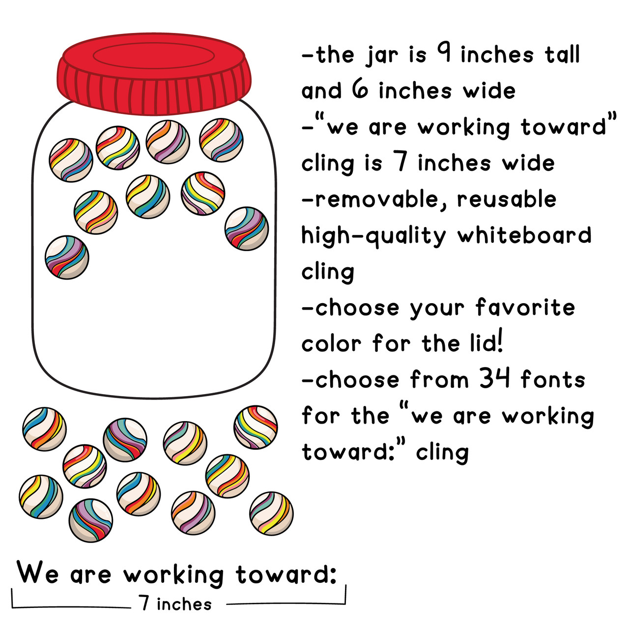Rainbow Marble Jar Classroom Reward System Whiteboard Clings