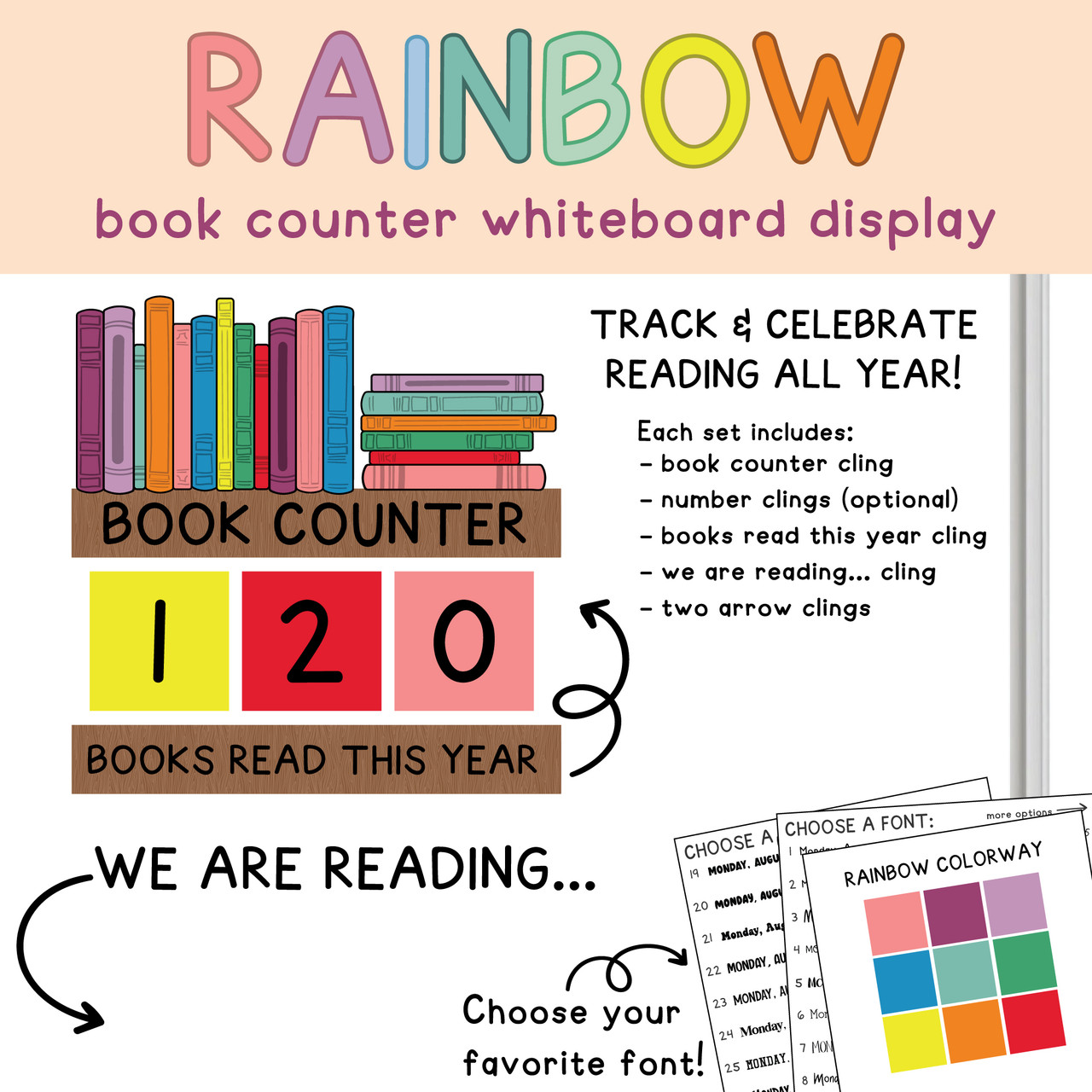 Rainbow Classroom Book Counter Clings