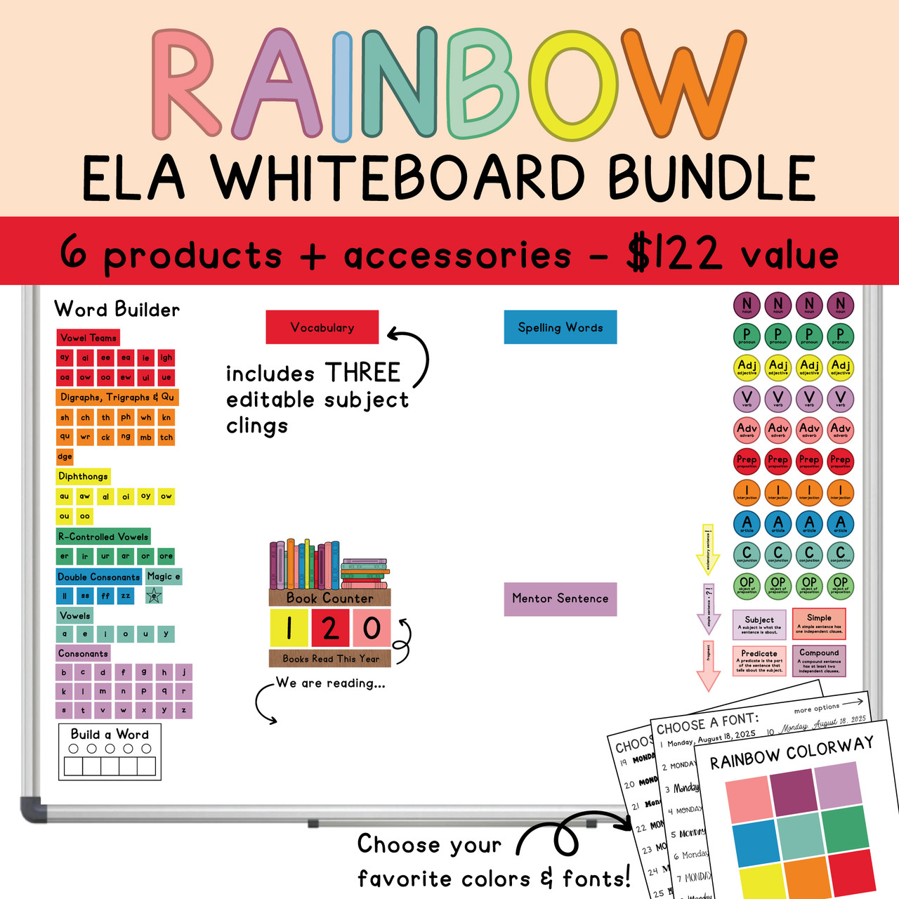 Rainbow ELA Whiteboard Bundle