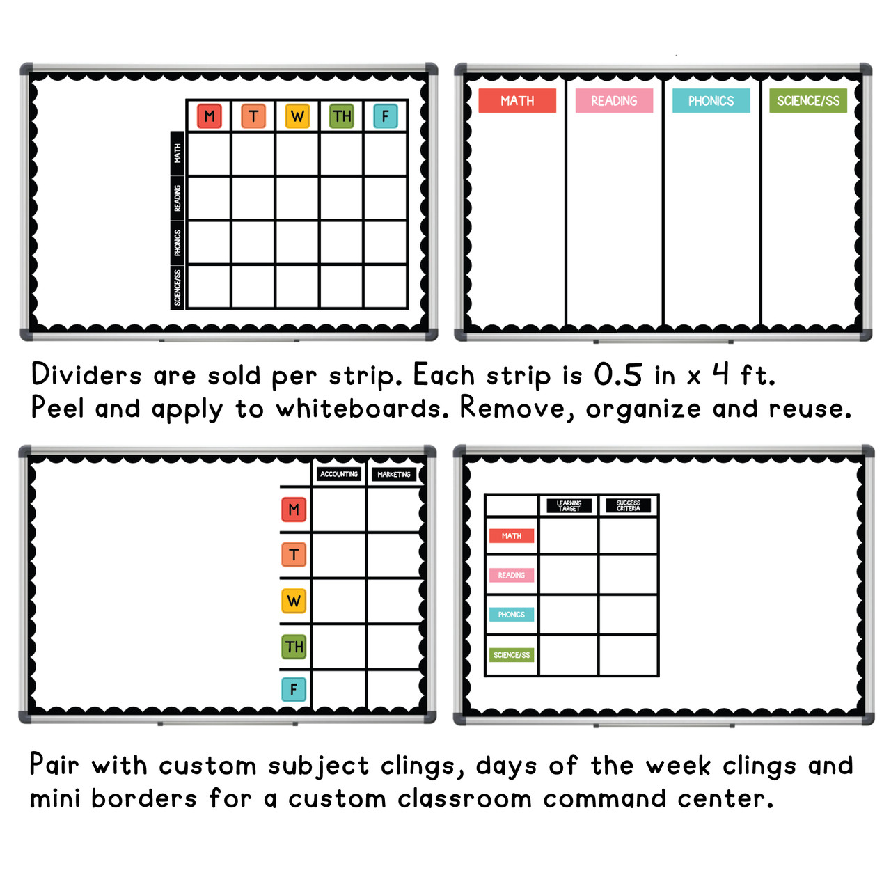 Reusable Whiteboard Cling Dividers