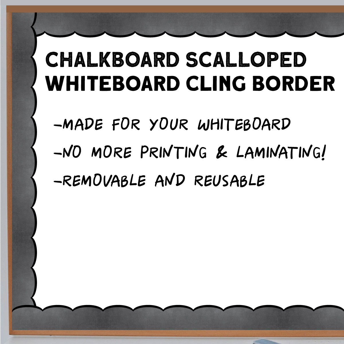 Chalkboard Scalloped Whiteboard Cling Borders