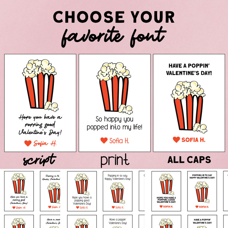 Popcorn Valentine Stickers