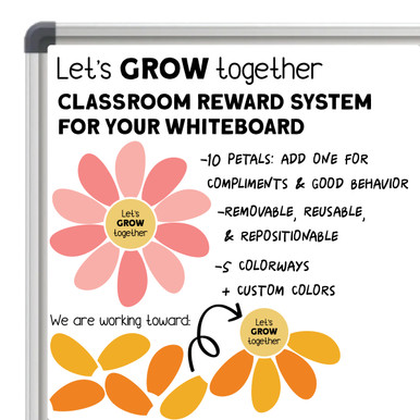 Let's Grow Together Classroom Reward System Cling for the Whiteboard