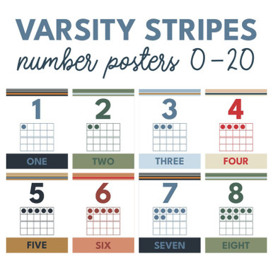 Varsity Stripes Number Posters