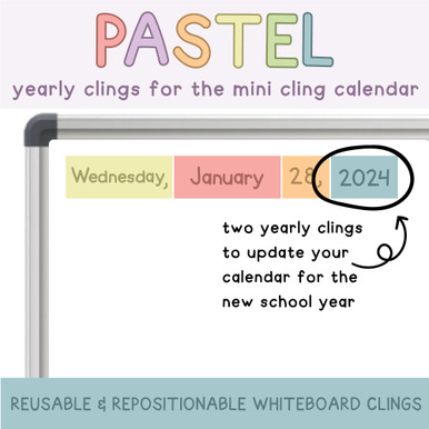 Pastel Mini Calendar Whiteboard Clings - Years Only