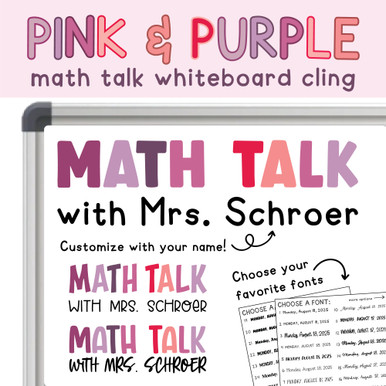 Pink and Purple Math Talk Whiteboard Cling