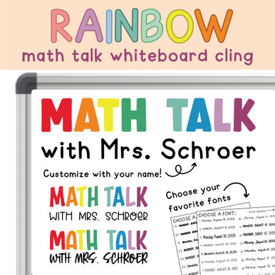 Rainbow Math Talk Whiteboard Cling