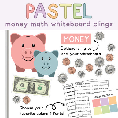 Pastel Money Math Whiteboard Clings