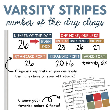 Varsity Stripes Number of the Day Whiteboard Clings