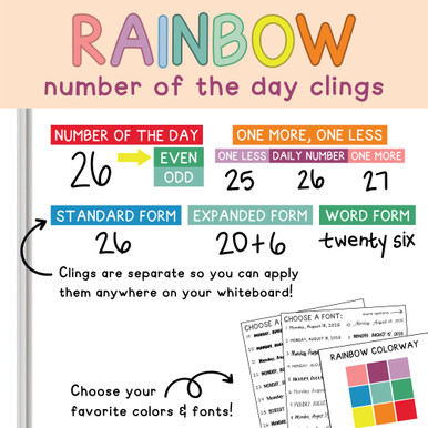 Rainbow Number of the Day Whiteboard Clings