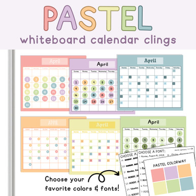Pastel Whiteboard Cling Calendar Set