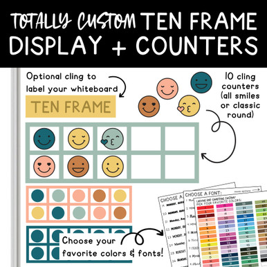 Totally Custom Ten Frame Whiteboard Cling + Counters