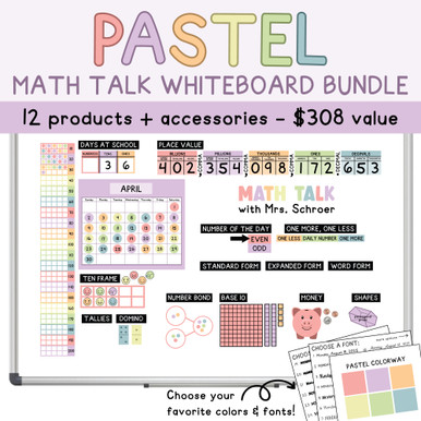 Pastel Math Talk Whiteboard Bundle - Full Whiteboard