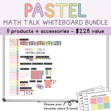 Pastel Math Talk Whiteboard Bundle - Half Whiteboard