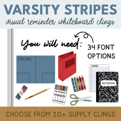 Varsity Stripes You Will Need School Supply Visual Cue Whiteboard Clings