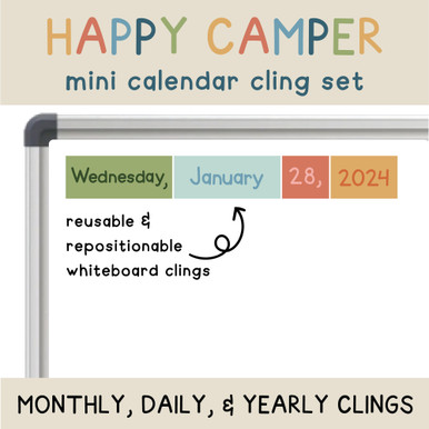 Happy Camper Mini Calendar Whiteboard Cling Set – A Flip Calendar ...