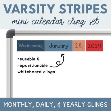 Varsity Stripes Mini Calendar Whiteboard Cling Set – A Flip Calendar ...