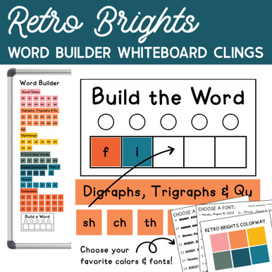 Retro Brights Word Builder Whiteboard Cling Set