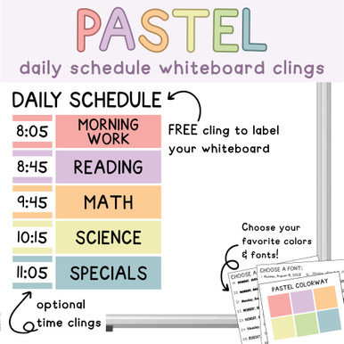 Pastel Daily Schedule Whiteboard Clings