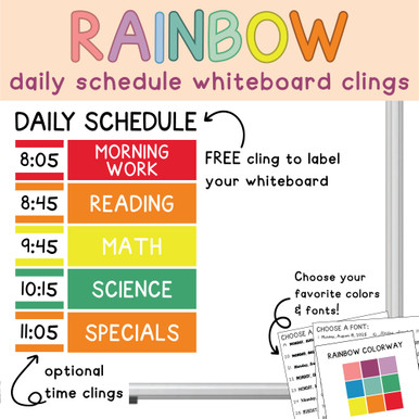 Rainbow Daily Schedule Whiteboard Clings