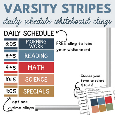 Varsity Stripes Daily Schedule Whiteboard Clings